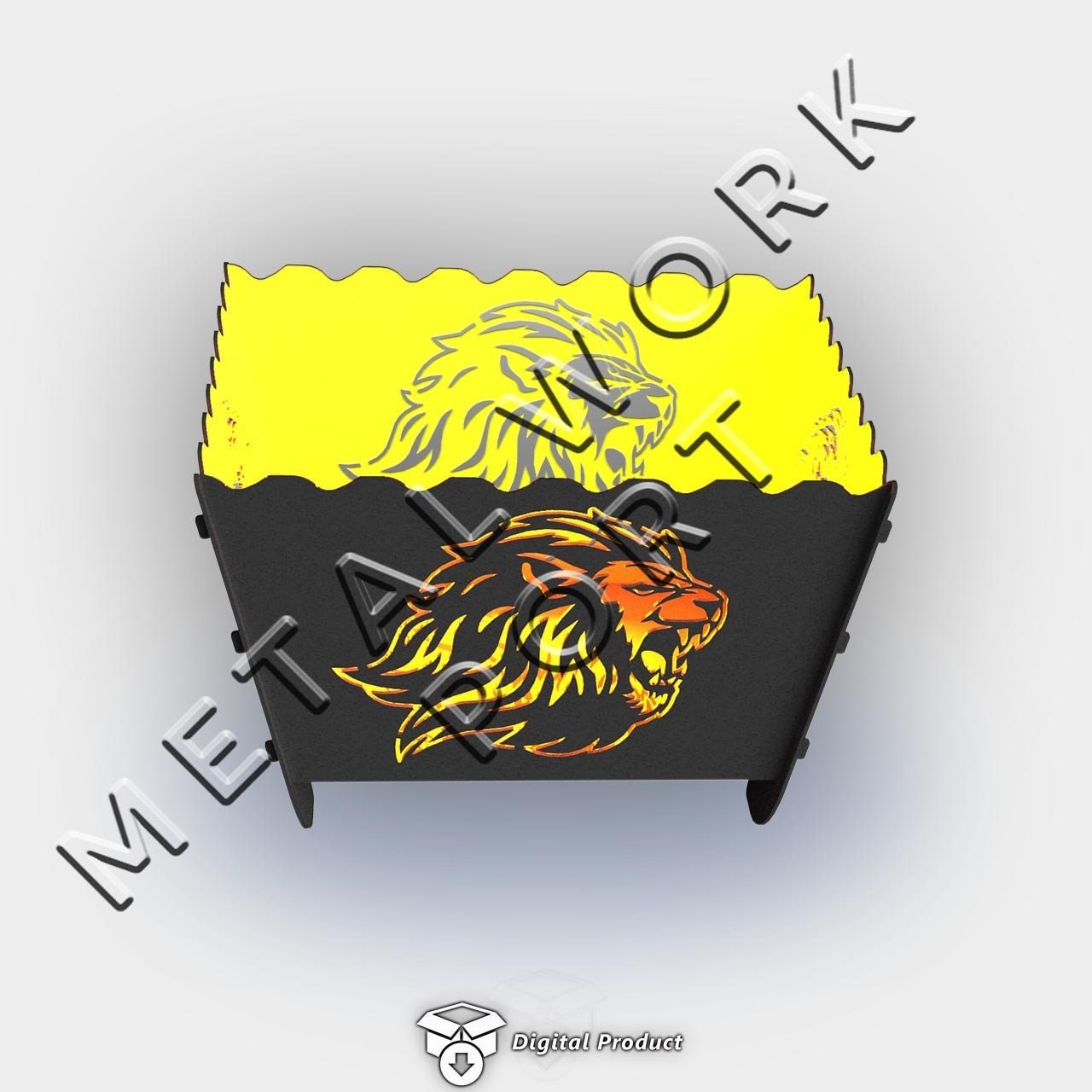 Lion Fire Pit Dxf, Collapsible Fire Pit, Outdoor Fire Box, Bbq Dxf, Laser Cut, Dxf Laser Project ...
