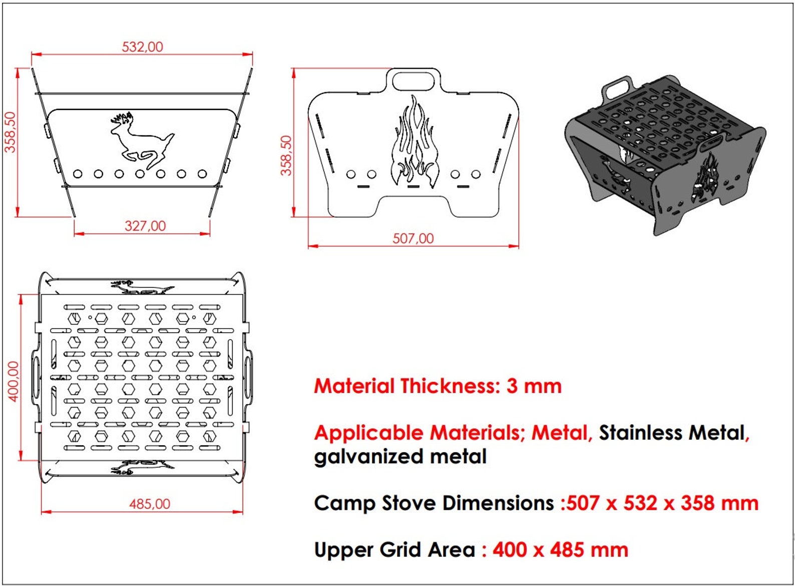 Barbeque Dxf, Outdoor Bbq Dxf Files, Collapsible Fire Pit, Bbq, Laser ...