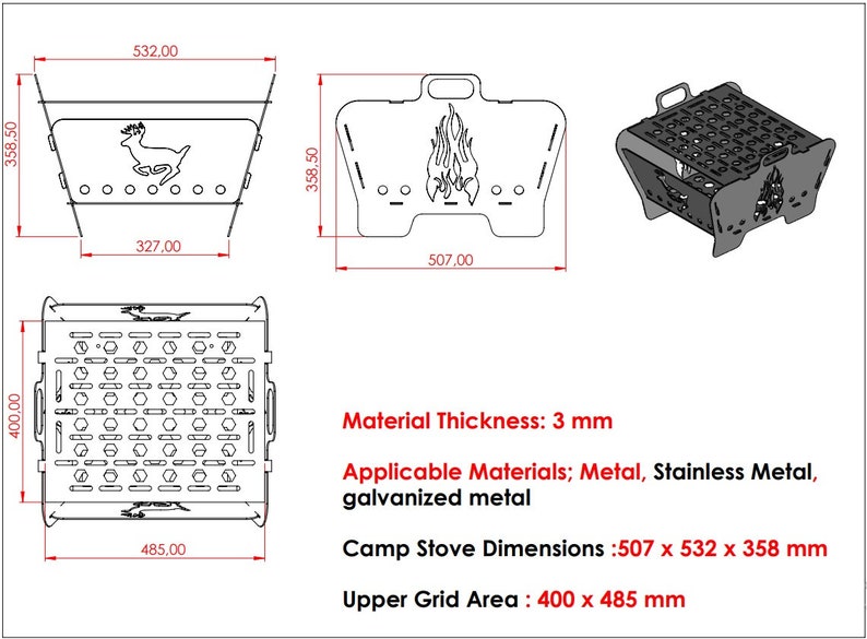 Barbeque Dxf, Outdoor Bbq Dxf Files, Collapsible Fire Pit, Bbq, Laser ...
