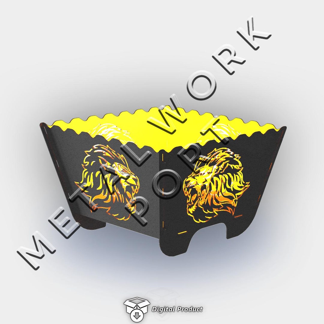 Lion Fire Pit Dxf, Collapsible Fire Pit, Outdoor Fire Box, Bbq Dxf, Laser Cut, Dxf Laser Project ...