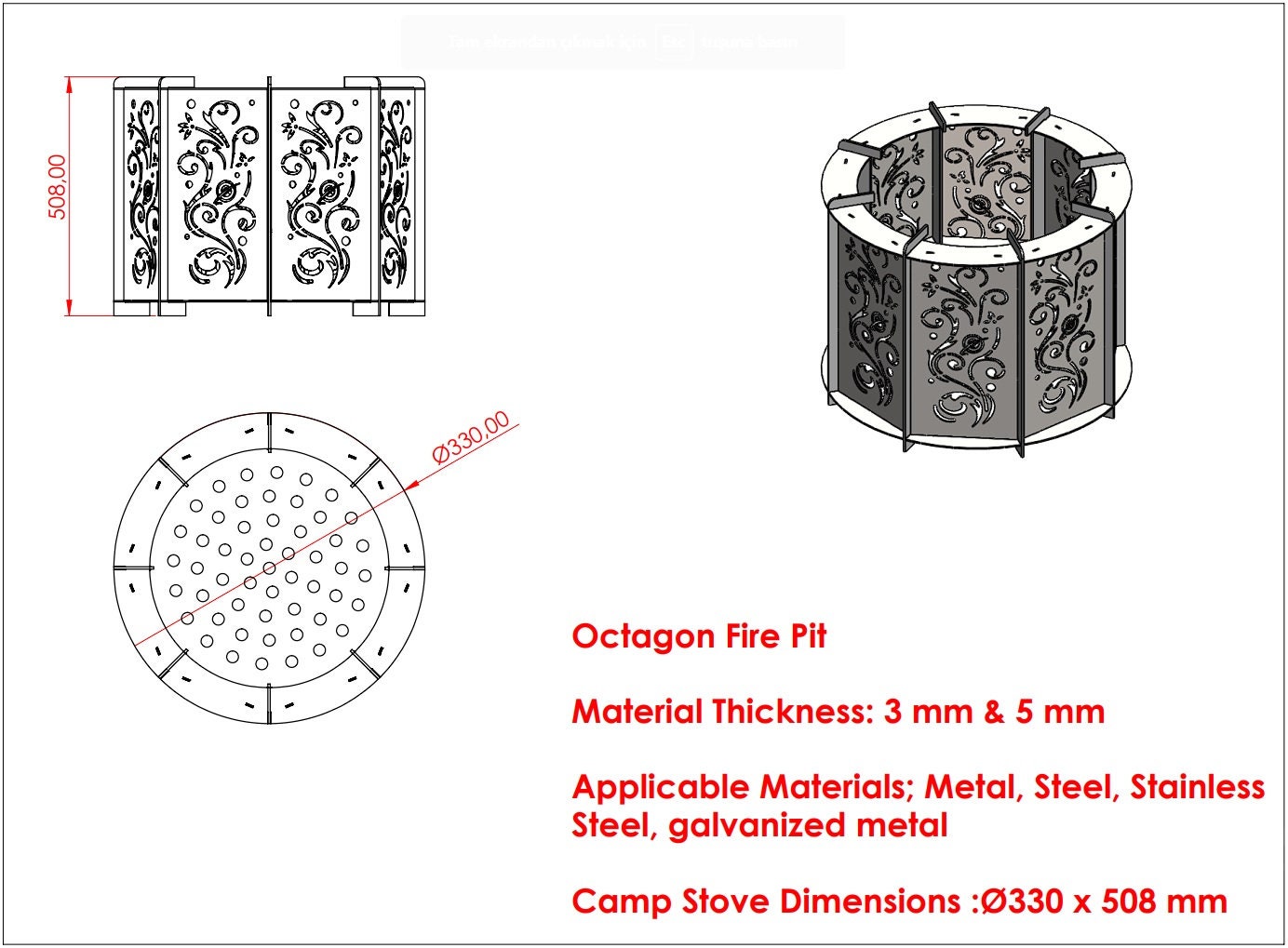 Octagon Fire Pit Dxf, BBQ Dxf, Outdoor Fire Box, Collapsible Fire Pit ...