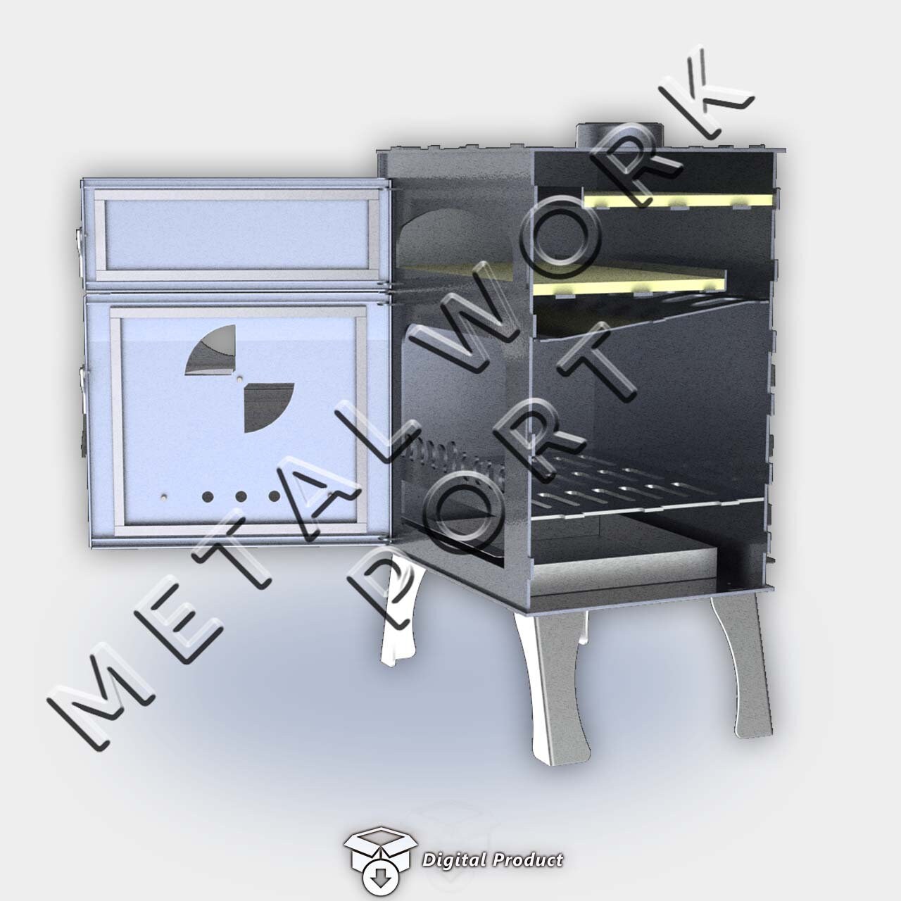 Pizza Oven With Lid Dxf, BBQ Dxf, Smokehouse Dxf, , Barbeque, Laser Cut ...