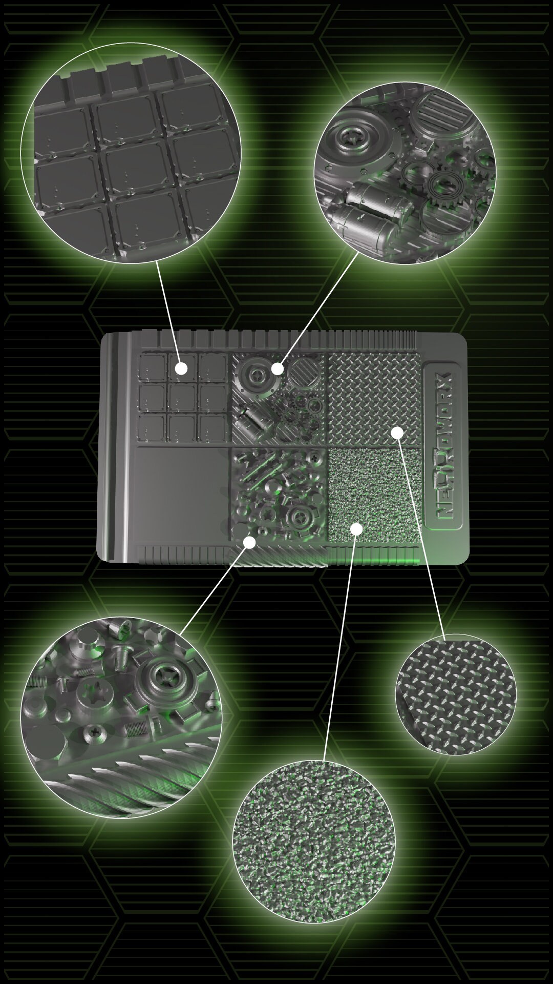 3D Printed Texture Palette With Brush Rest Industrial Textures - Etsy