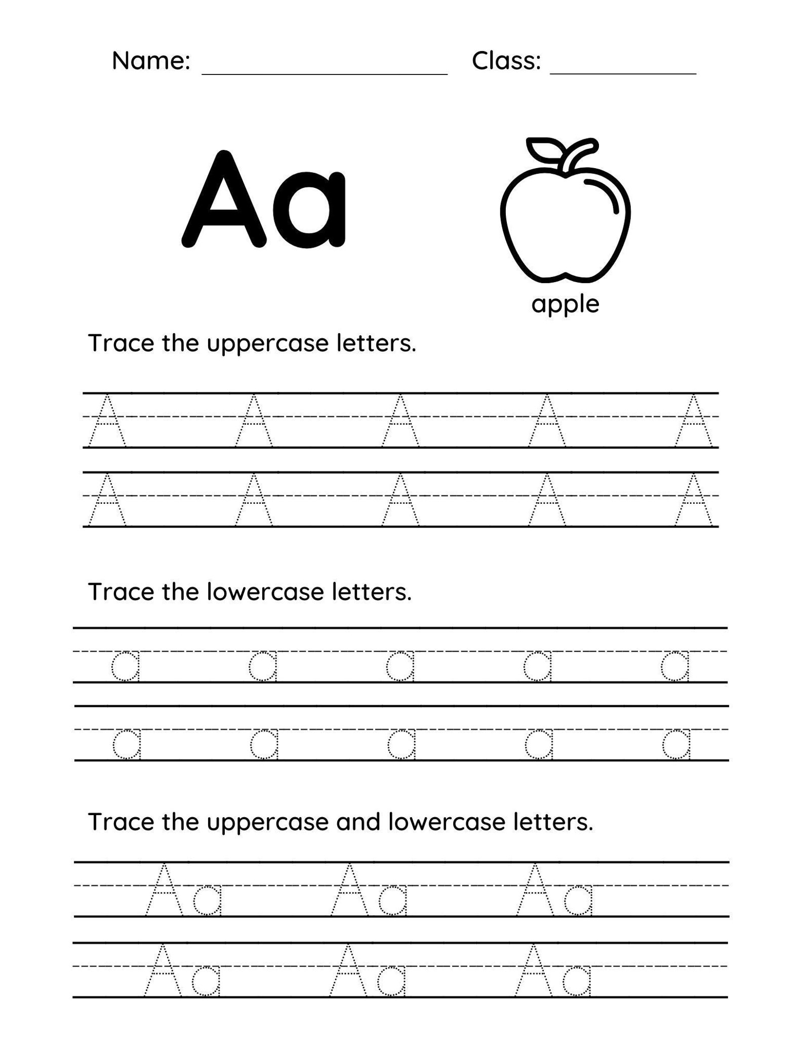 26 Printable Uppercase and Lower Alphabet Tracing Worksheets. Preschool ...