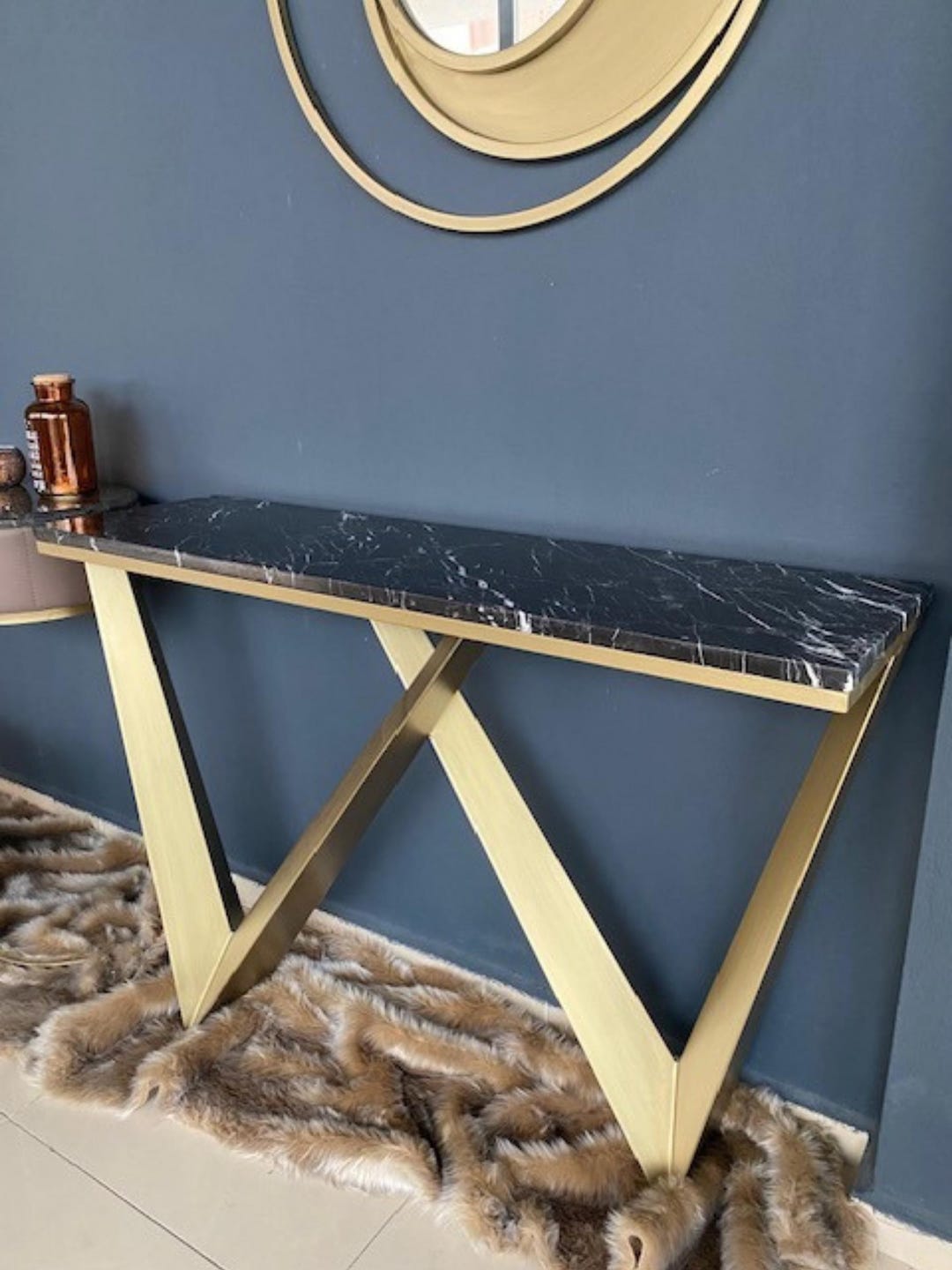 Unique Design: Modern Console Table With Metal Legs and Ceramic Top - Etsy
