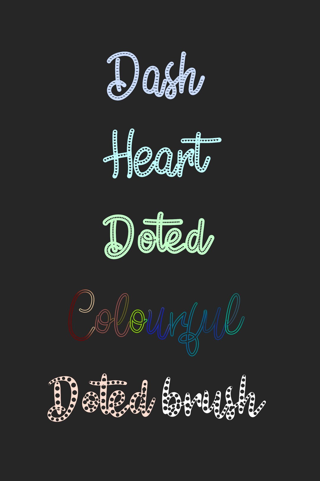 Doted Outline Dashed Outline Lettering Brushes Outline - Etsy