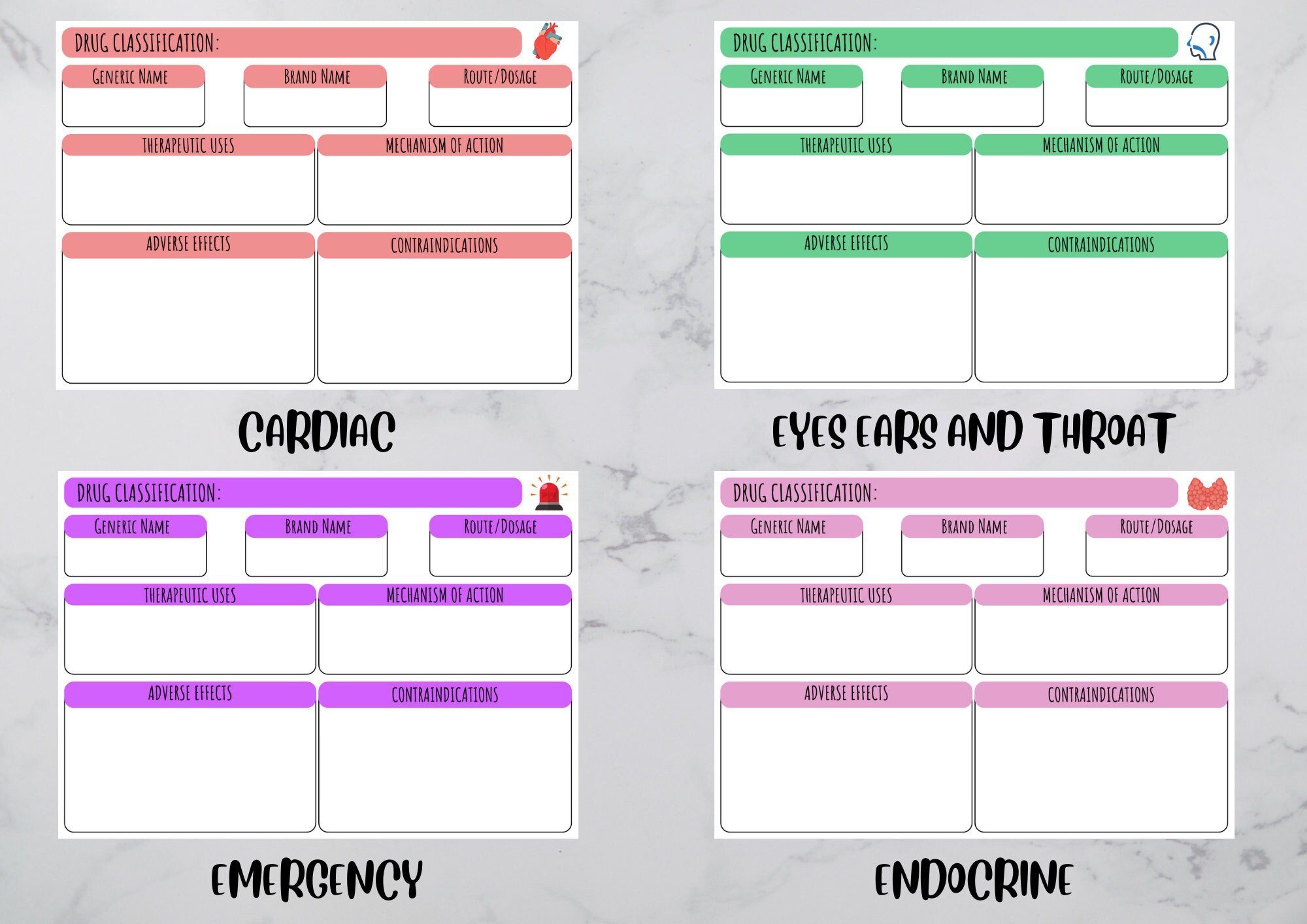 Pharmacology Note Flashcards | Study Template | Digital File ...