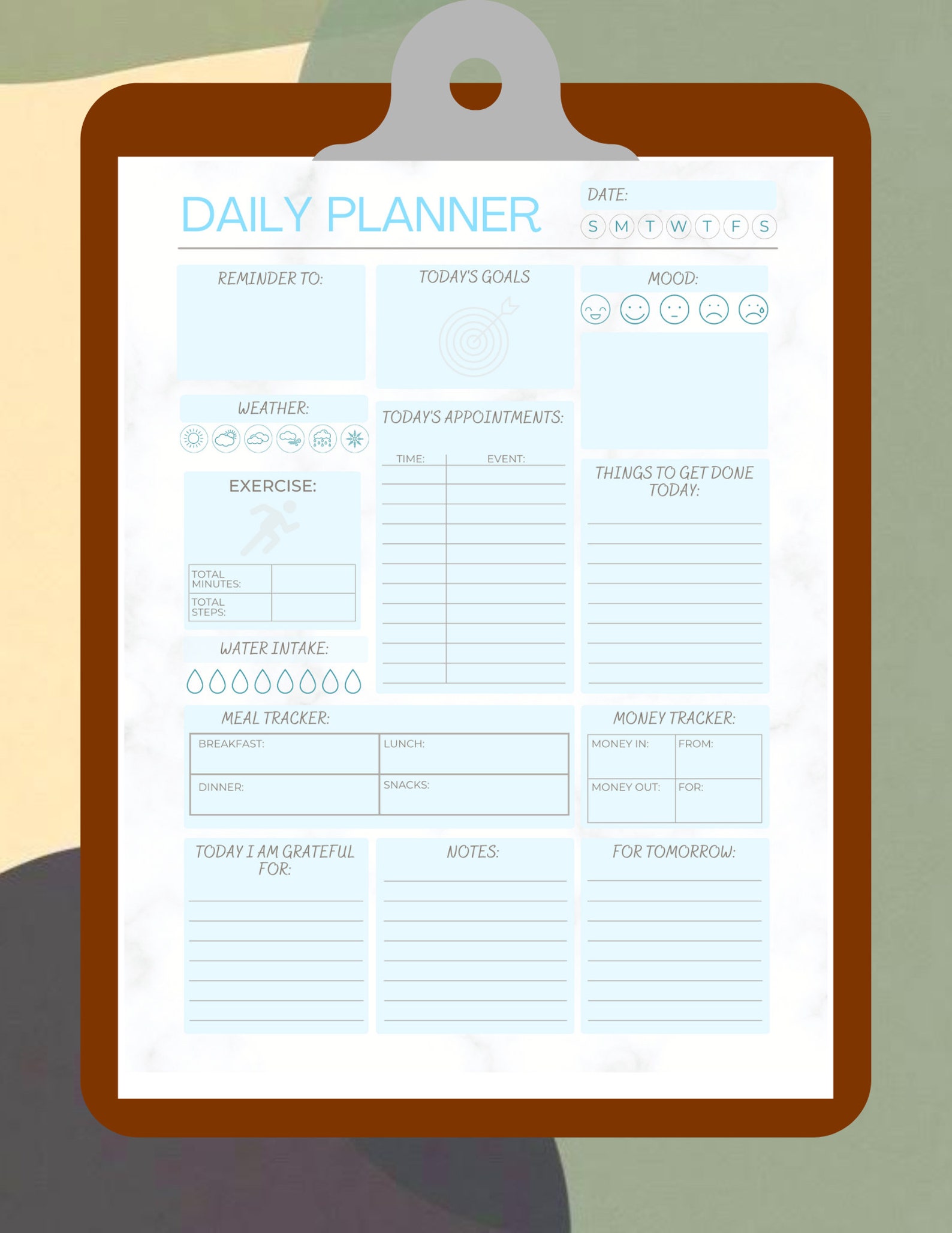 PRINTABLE DAILY PLANNER | Productivity Template | Plan a Day | Pdf - Etsy