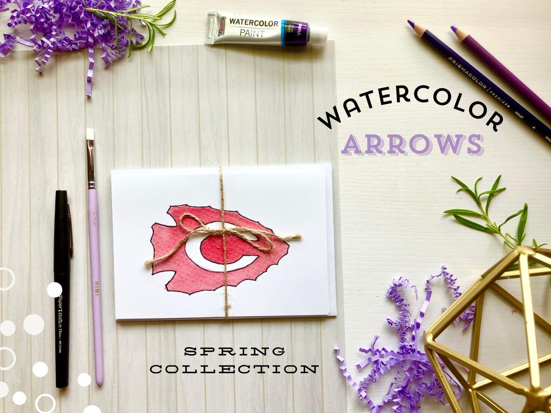Arrow - Spring Collection, Watercolor Note Cards Pack of 3 - Etsy