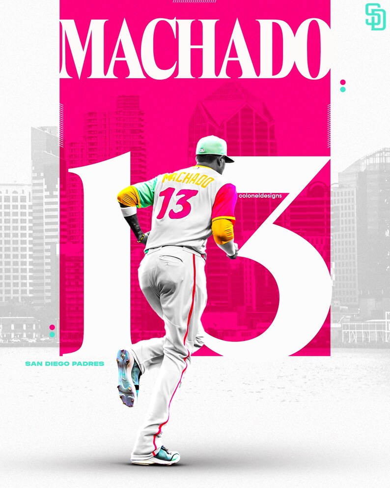 Manny Machado San Diego Padres City Connect MLB Baseball Poster - Etsy