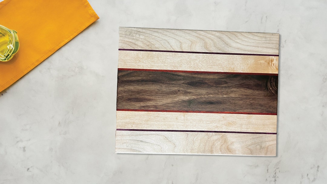 Cutting/charcuterie Board Walnut, Maple, Padauk, & Purple Heart 13.5x10 ...