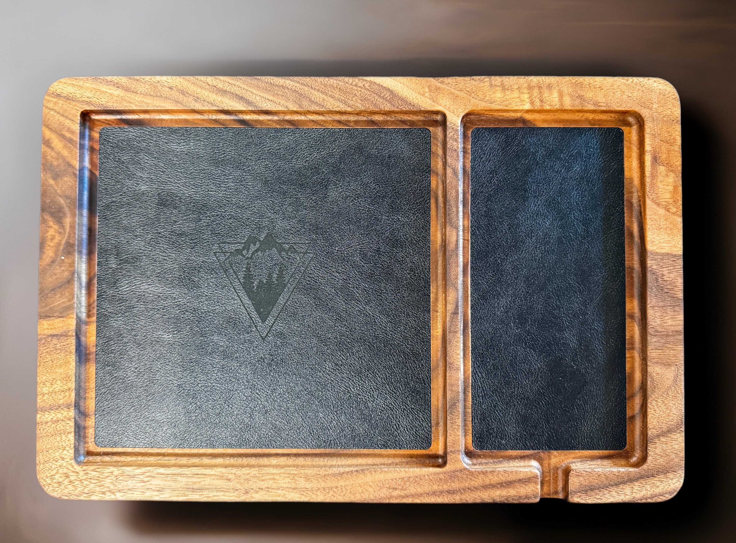 Solid Wood EDC (every Day Carry) Tray & Organizer With Leather Lining ...