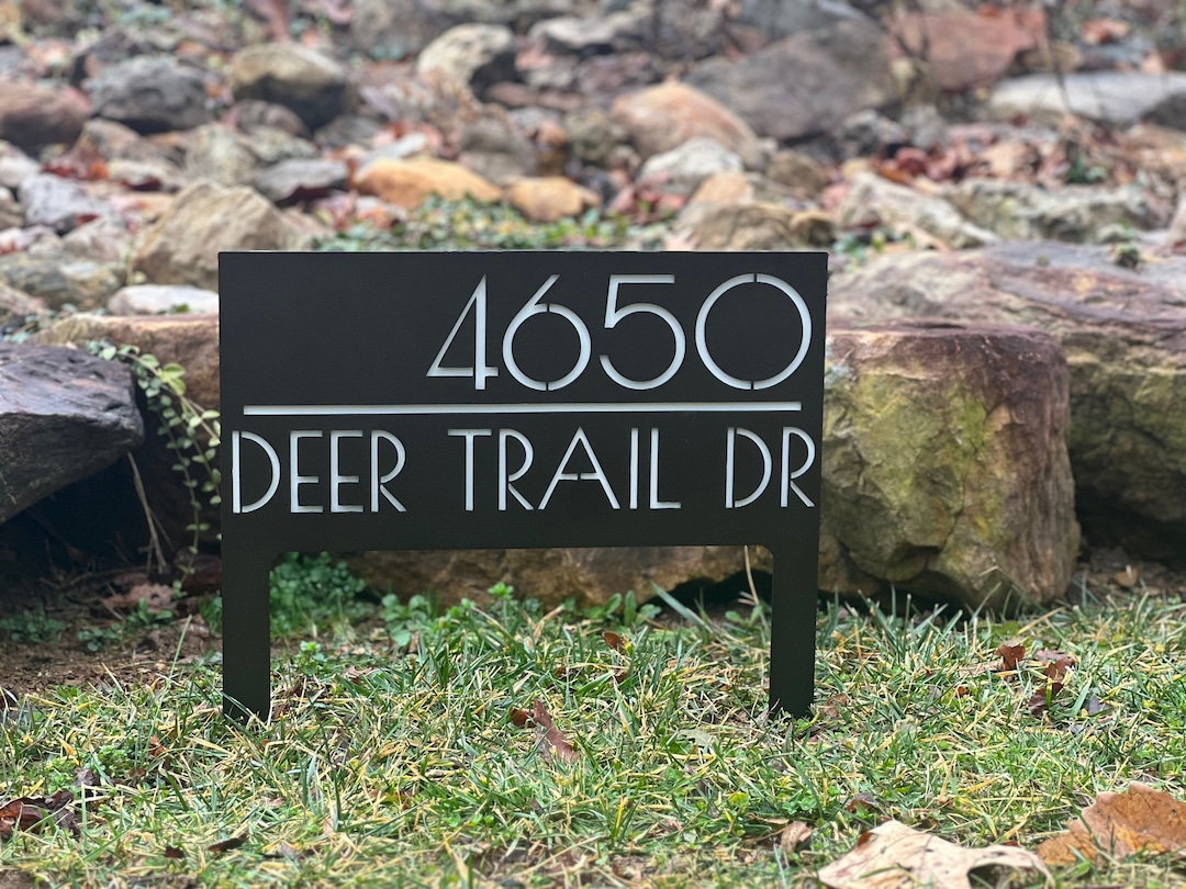Personalized Modern Metal Address Sign: Reflective House Number Yard ...
