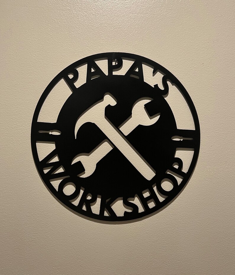 Black Steel Papa’s Workshop Sign - Etsy