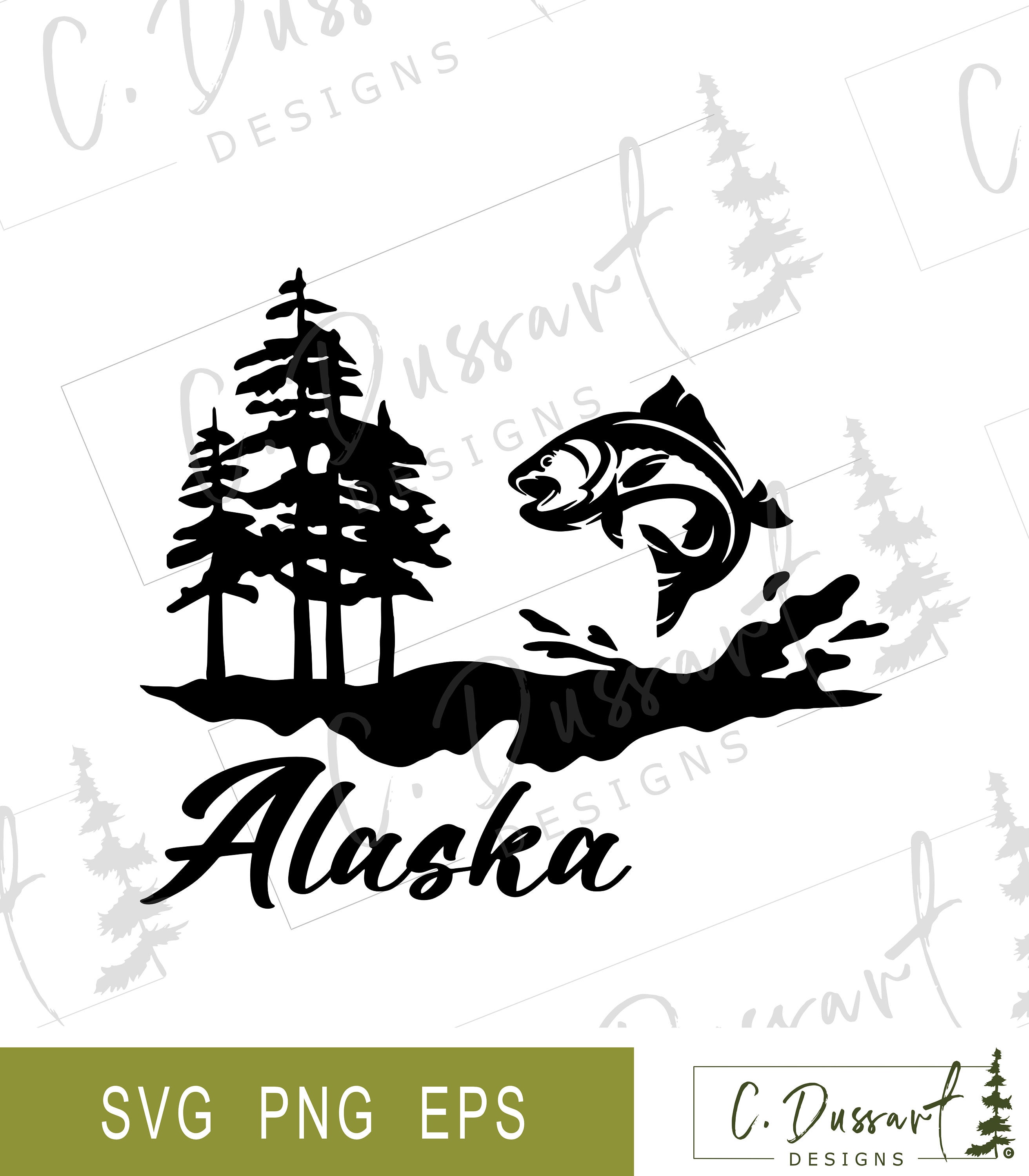 Alaska Salmon Jumping SVG | Wall Art Car Decal Decor T-shirt | Cricut ...
