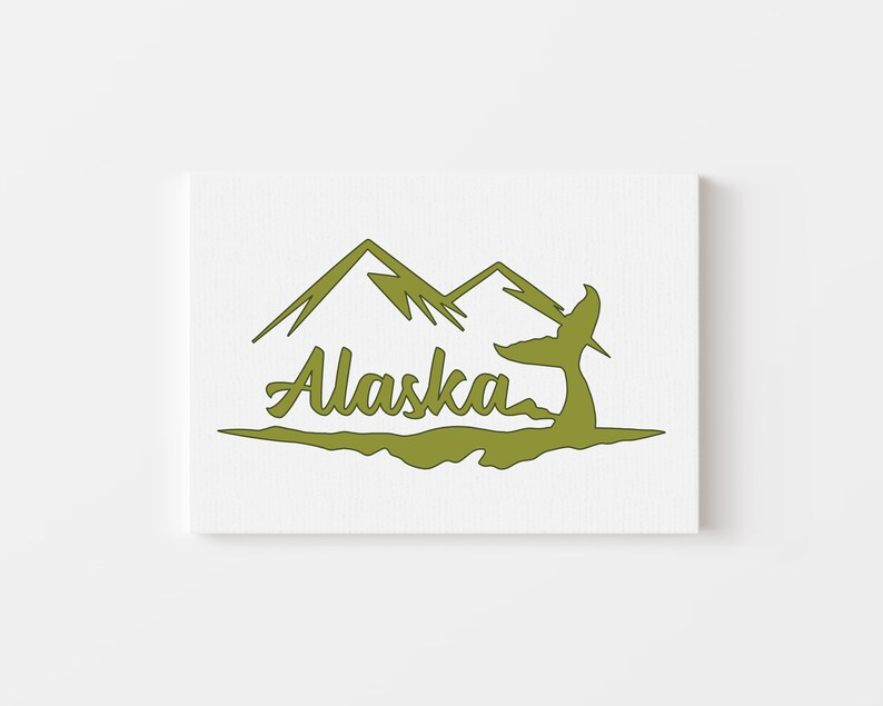 Alaska Mountain Whale Tail SVG: Retro Wall Art, Car Decal (digital ...