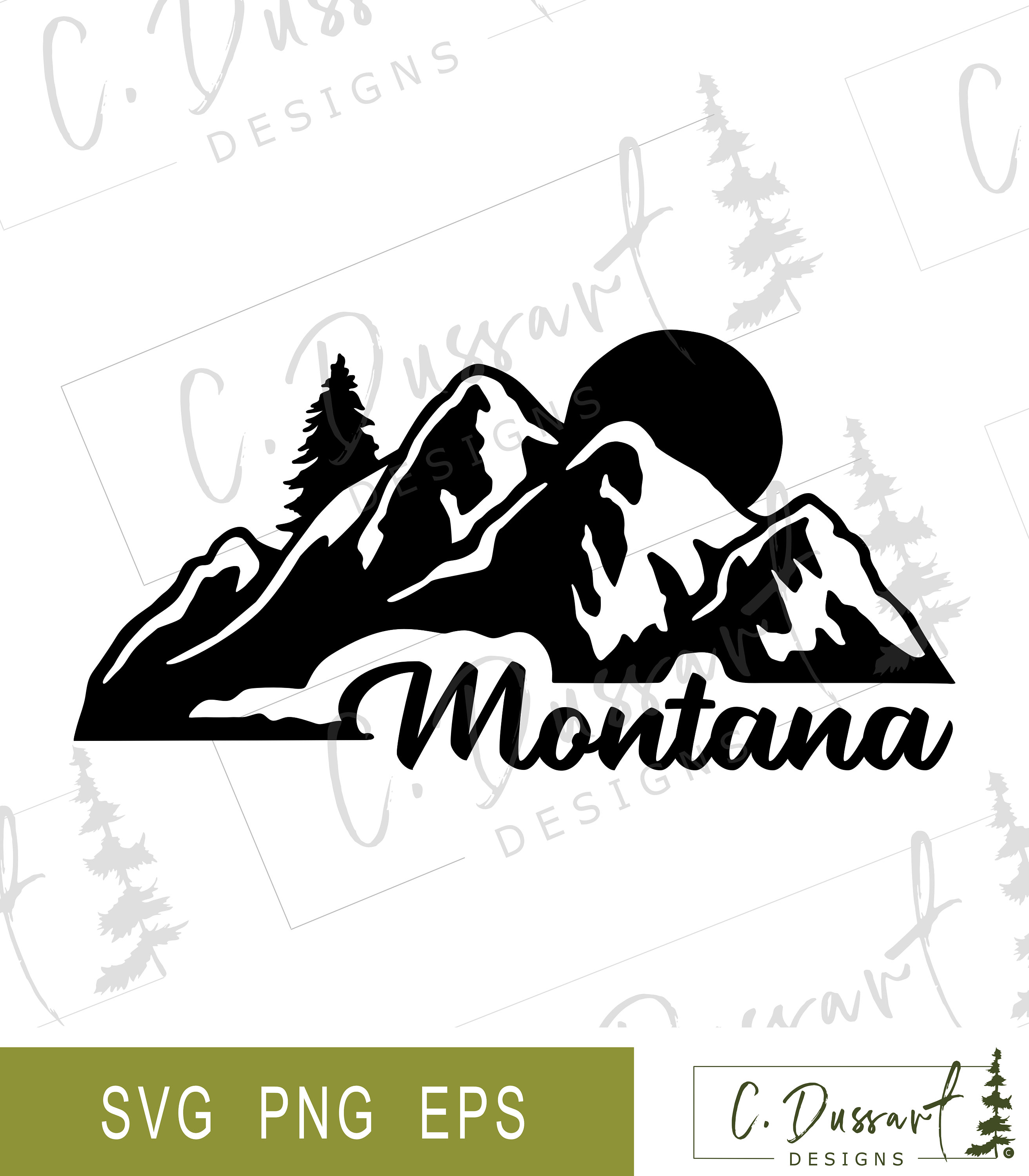 Montana Mountain Sunset Cut File: Retro State Silhouette (SVG, PNG, EPS ...