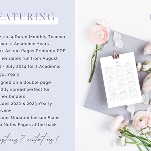 Teacher Planner Printable PDF, Dated 2023 2024 Academic Planner, Lesson ...