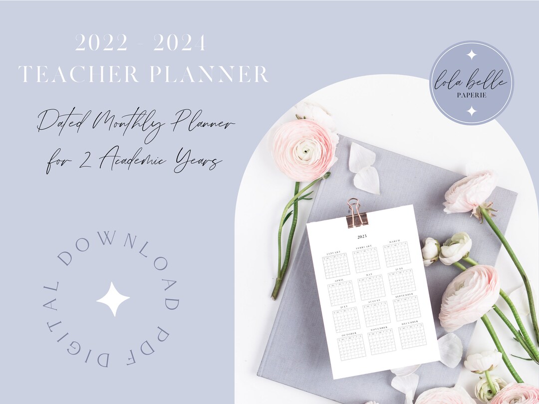 Teacher Planner Printable PDF, Dated 2023 and 2024 Academic Planner ...
