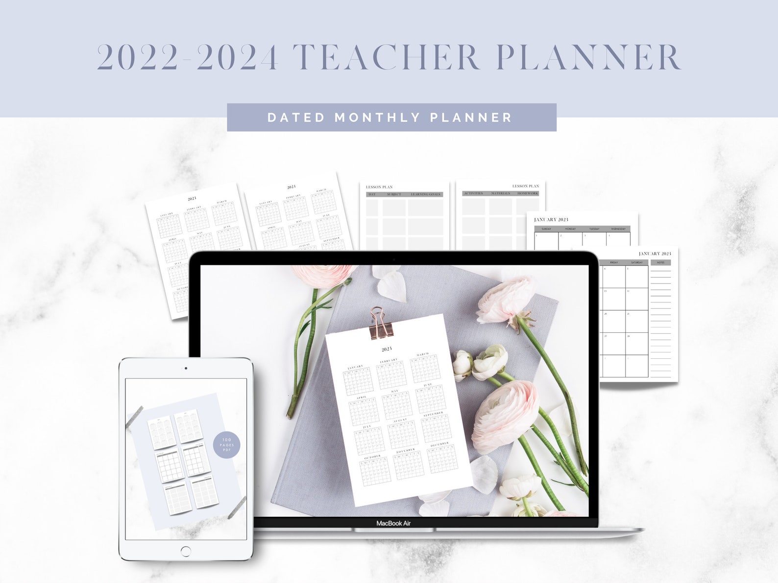 Teacher Planner Printable PDF, Dated 2023 2024 Academic Planner, Lesson ...
