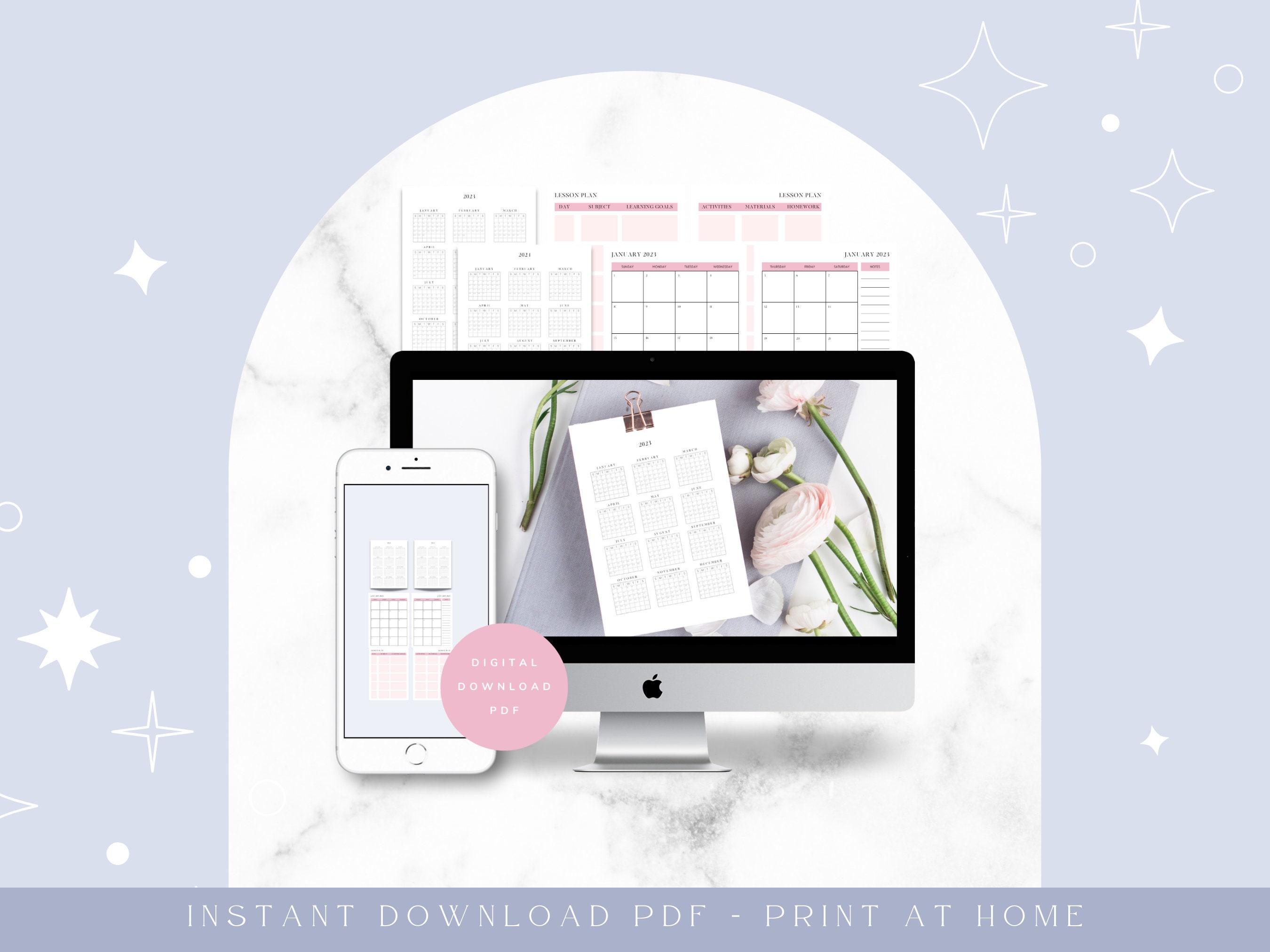 Teacher Planner Printable PDF, Dated 2023 and 2024 Academic Planner ...