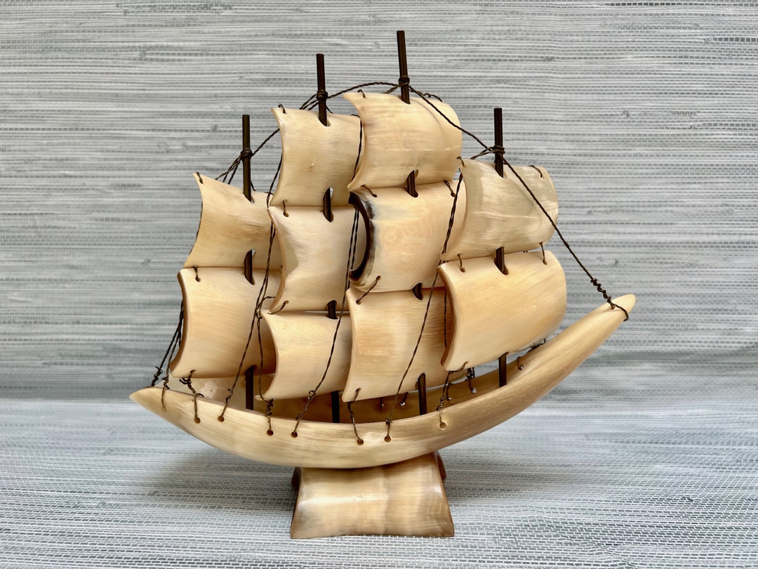 VINTAGE BONE SAILBOAT Sculpture With Four Masts - Etsy