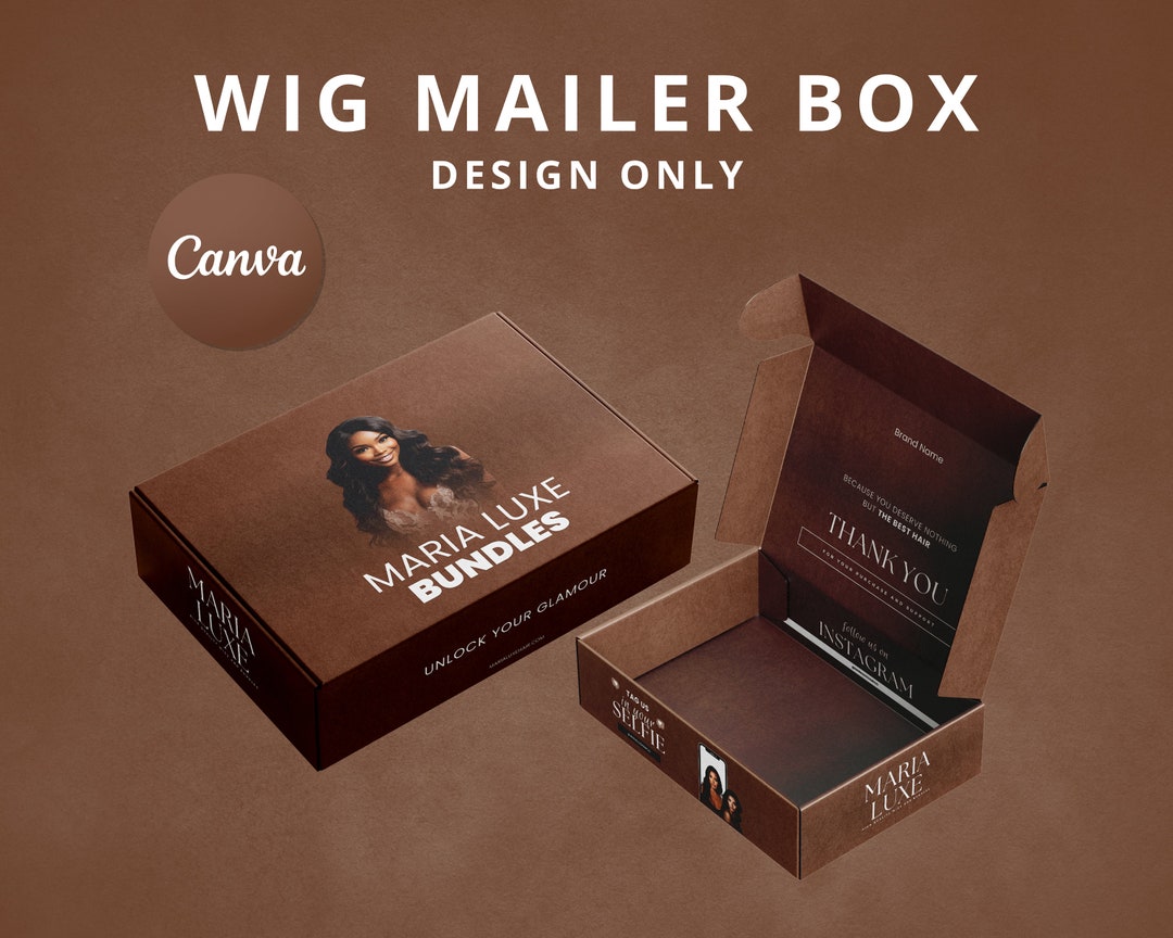Wig Mailer Box Design | Lace Front Wig & Packaging Bundles Hair Box ...