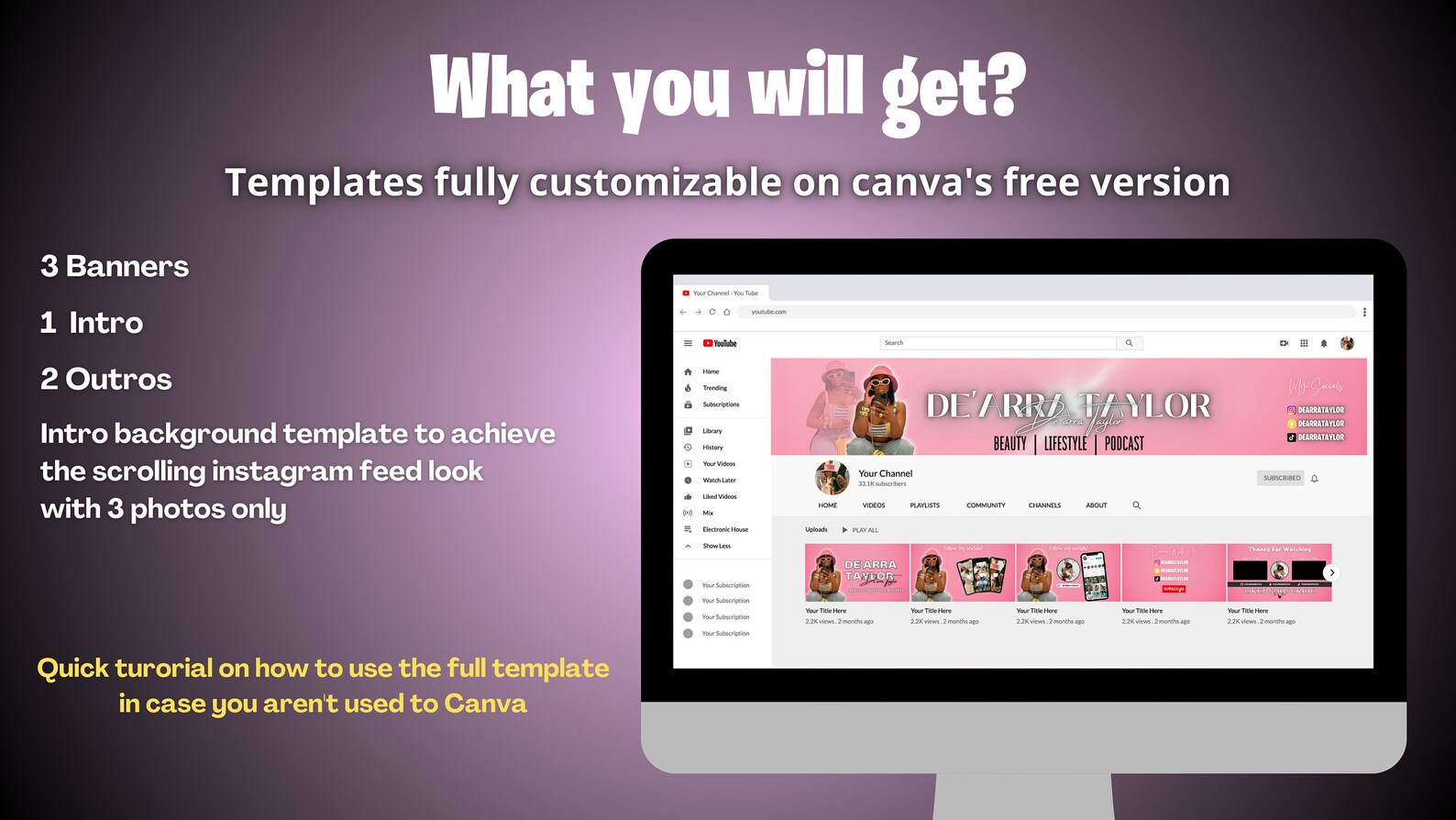 Animated Intro & Outro, Banner Trendy Editable Canva Template - Etsy