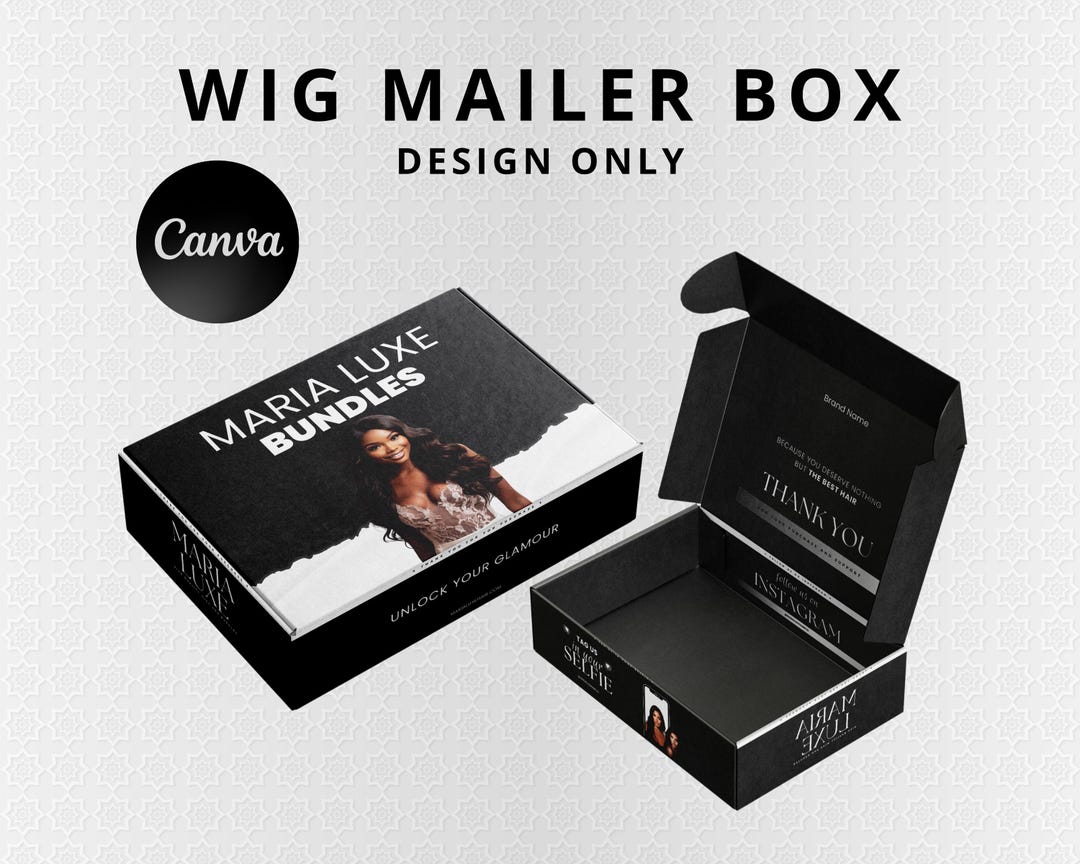 Wig Mailer Box Design | Lace Front Wig & Packaging Bundles Hair Box ...