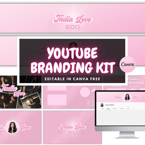 Youtube Branding Kit Editable Banners Thumbnail Intros & - Etsy