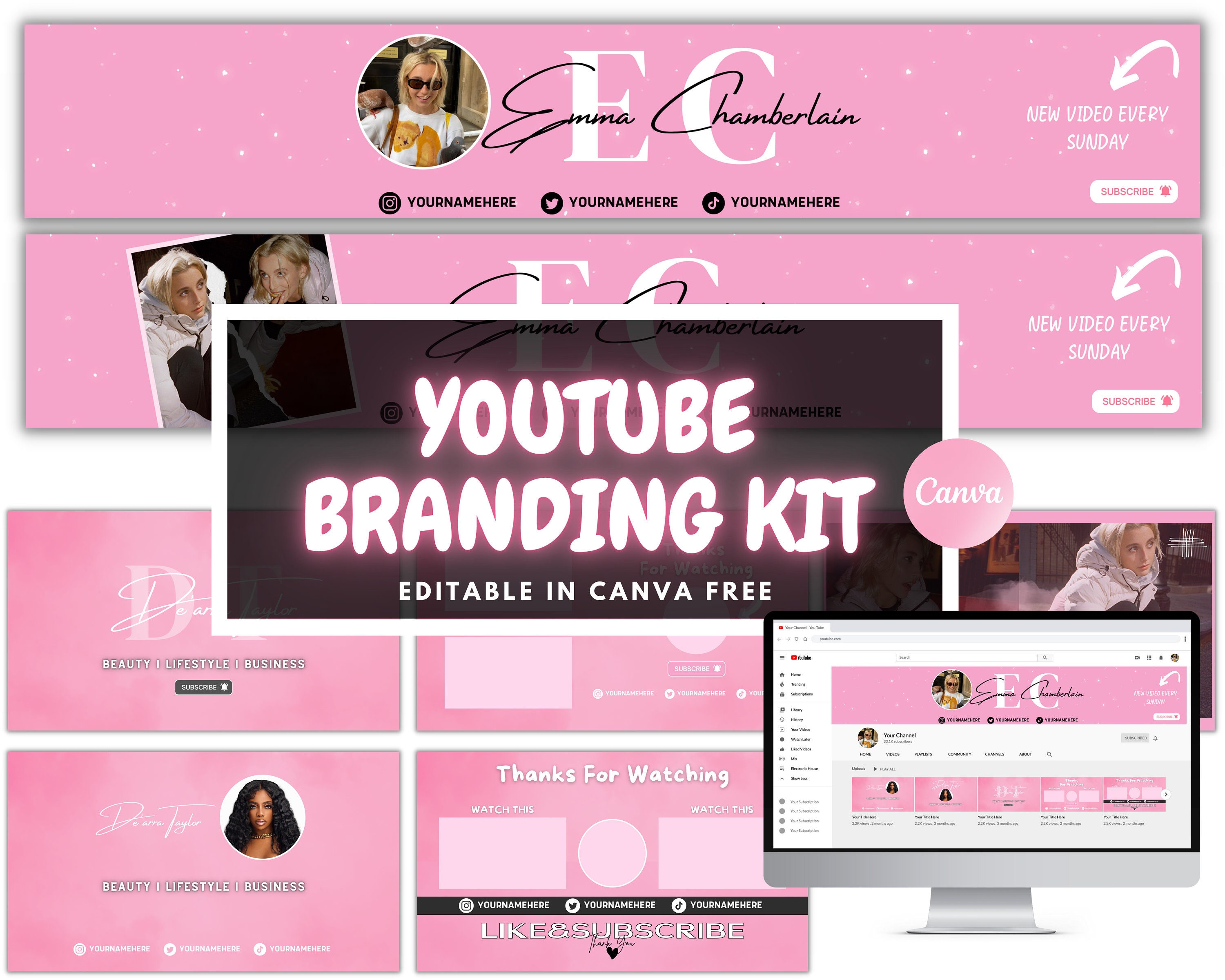 Youtube Branding Kit Editable Banners Intros & Outros and - Etsy