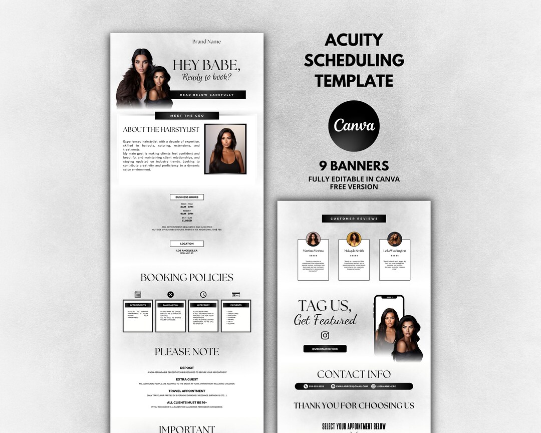 Luxury Acuity Scheduling Template Hairstylist, Acuity Site, Booking ...