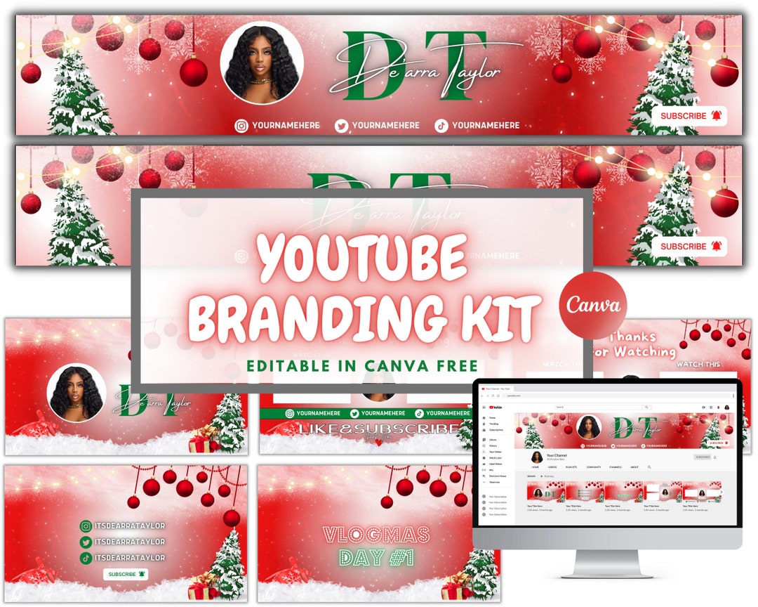 Youtube Christmas Branding Kit | Editable Banners, Intros & Outros ...