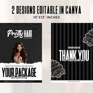 Wig Polymailer Box Design | Black Hair Package Canva Template - Etsy