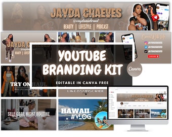 COTTAGE CORE Youtube Channel Branding Kit Banner, Animated Intro and Outro Editable Canva ...