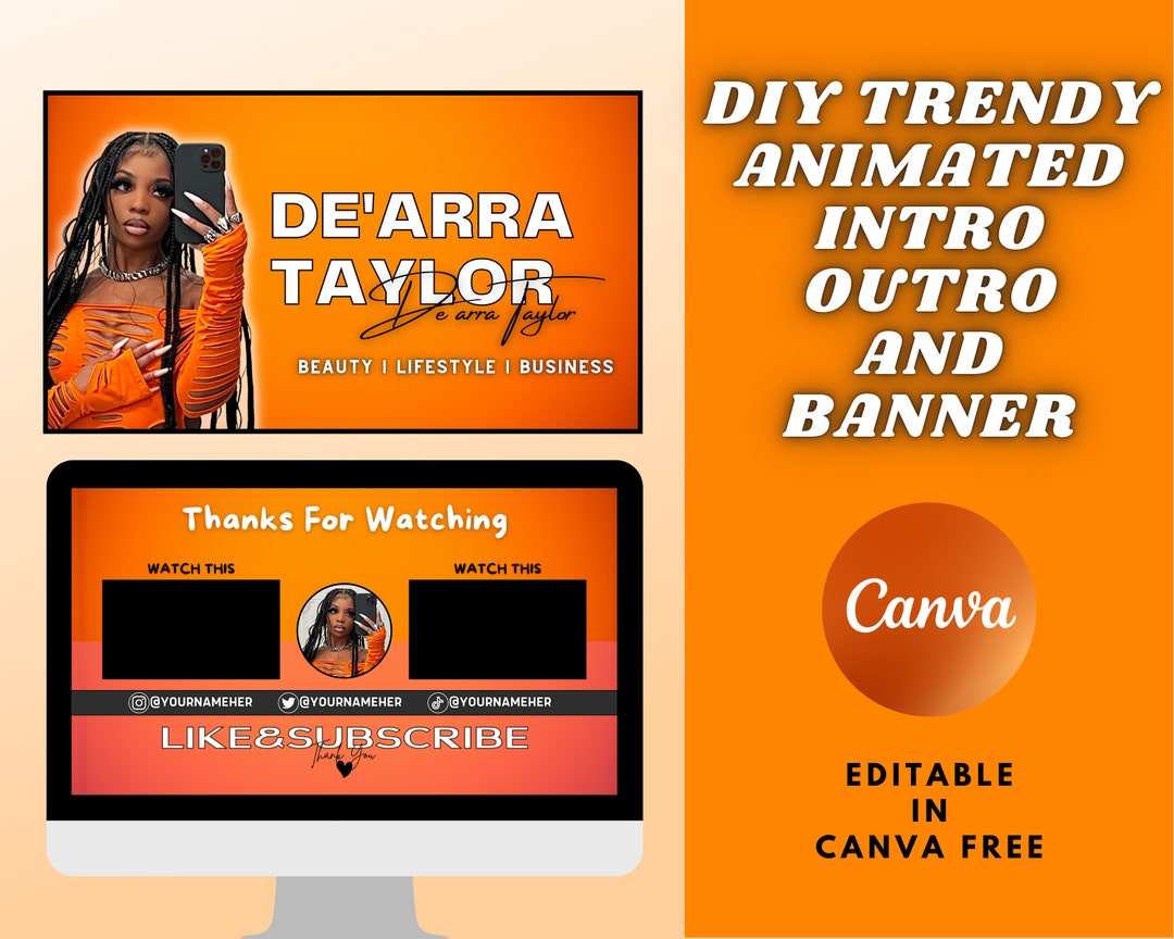 Animated Intro & Outro, Banner | Trendy | Editable Canva Template - Etsy
