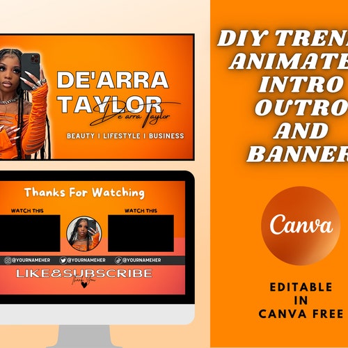 Animated Intro & Outro Banner Trendy Editable Canva - Etsy