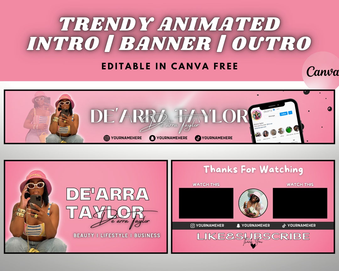 Animated Intro & Outro, Banner | Trendy | Editable Canva Template - Etsy