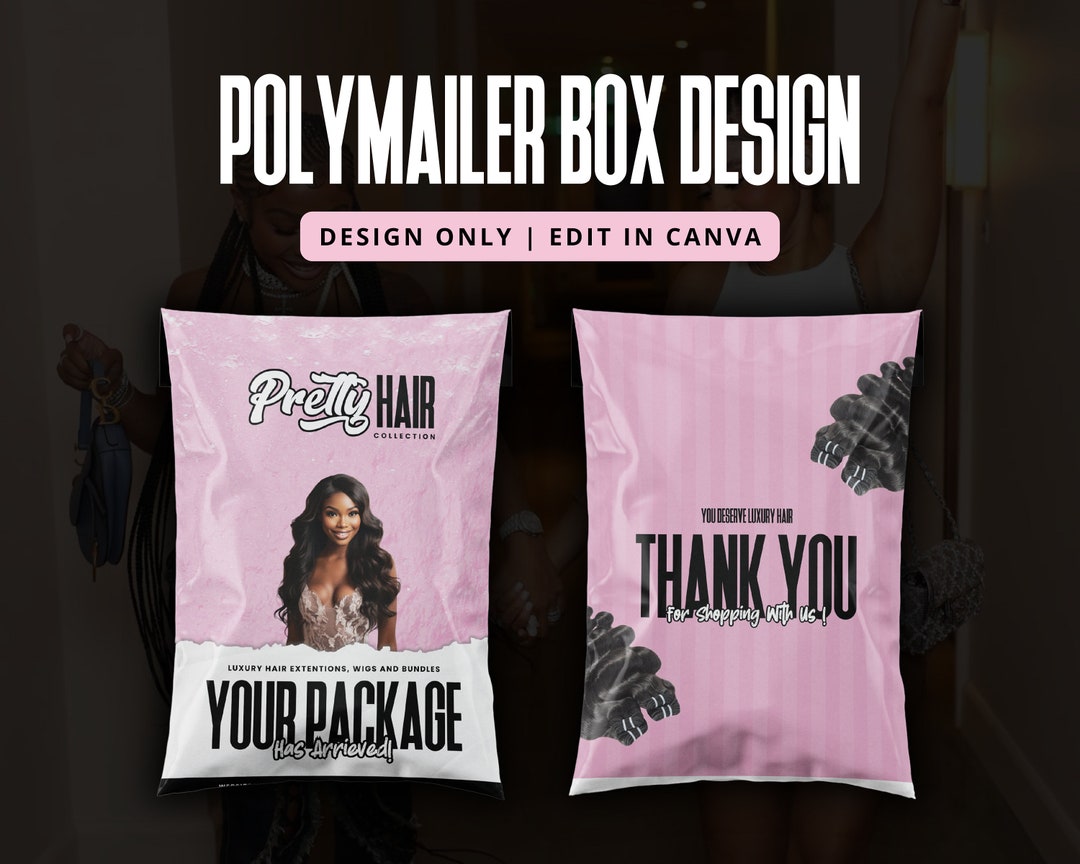 Wig Polymailer Box Design | Lace Front Wig & Packaging Bundles Hair ...