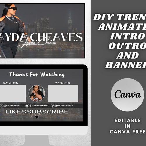 Animated Intro & Outro Banner Trendy Editable Canva - Etsy