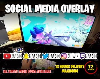Custom Social Media Overlay for Twitter Twitch Tiktok Discord Instagram Youtube - Etsy