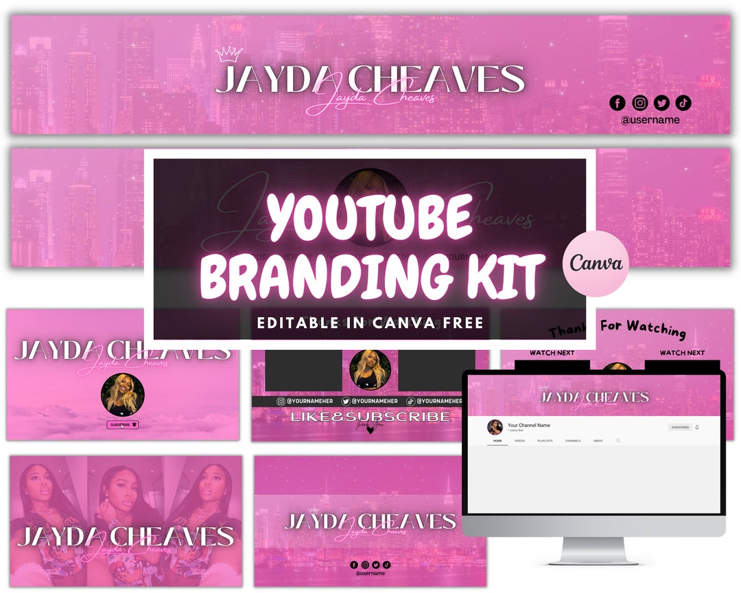 Youtube Branding Kit | Editable Banners, Intros & Outros and LOGO | 15 ...