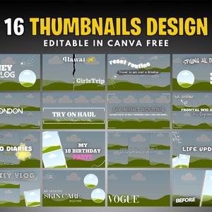 16 Youtube Thumbnails Templates | Youtube Thumbnail | DIY Branding Kit ...