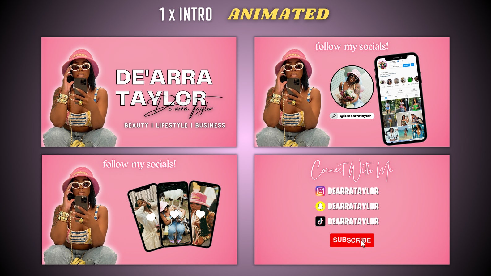 Animated Intro & Outro, Banner Trendy Editable Canva Template - Etsy