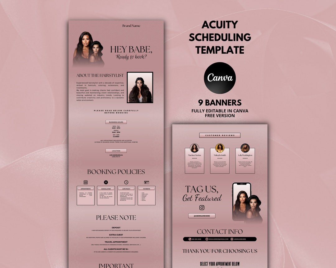 Luxury Acuity Scheduling Template Hairstylist, Acuity Site, Booking ...