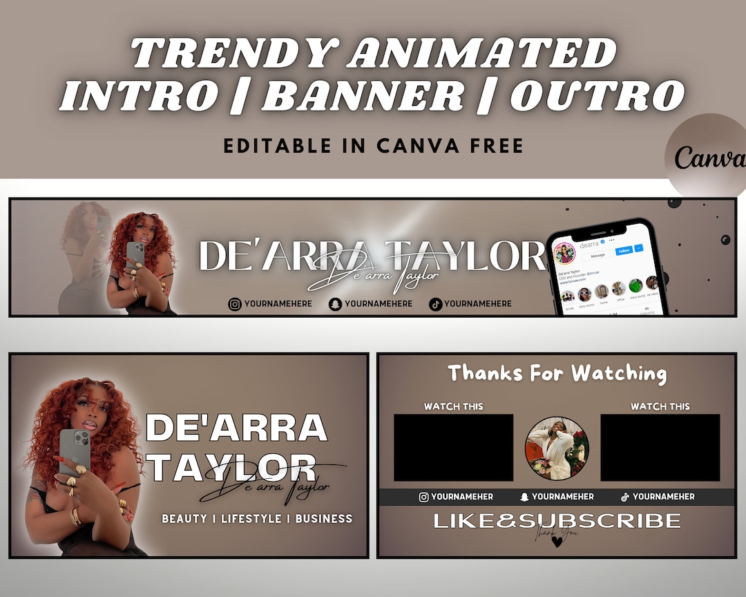 Animated Intro & Outro, Banner | Trendy | Editable Canva Template - Etsy