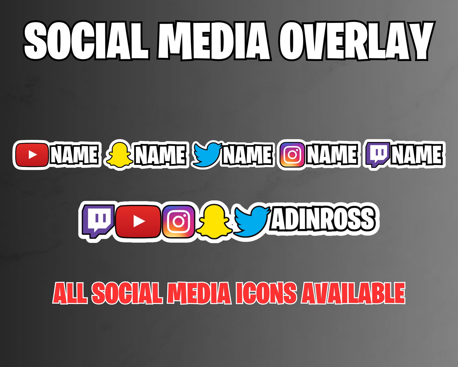 Custom Social Media Overlay for Tiktok Youtube Instagram Snapchat ...
