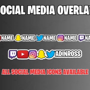 Custom Social Media Overlay for Tiktok Youtube Instagram Snapchat Discord Twitch Twitter - Etsy