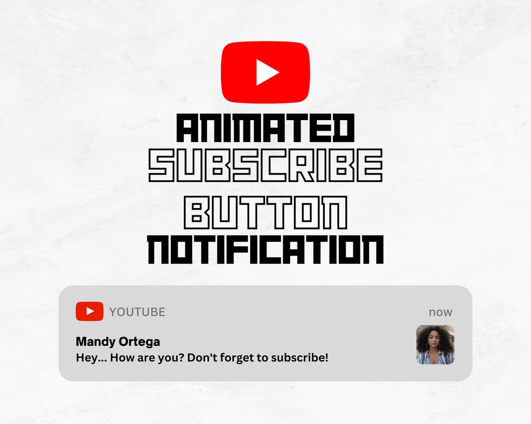 Custom Animated Youtube Subscribe Notification Button Overlay for Intro Videos - Etsy