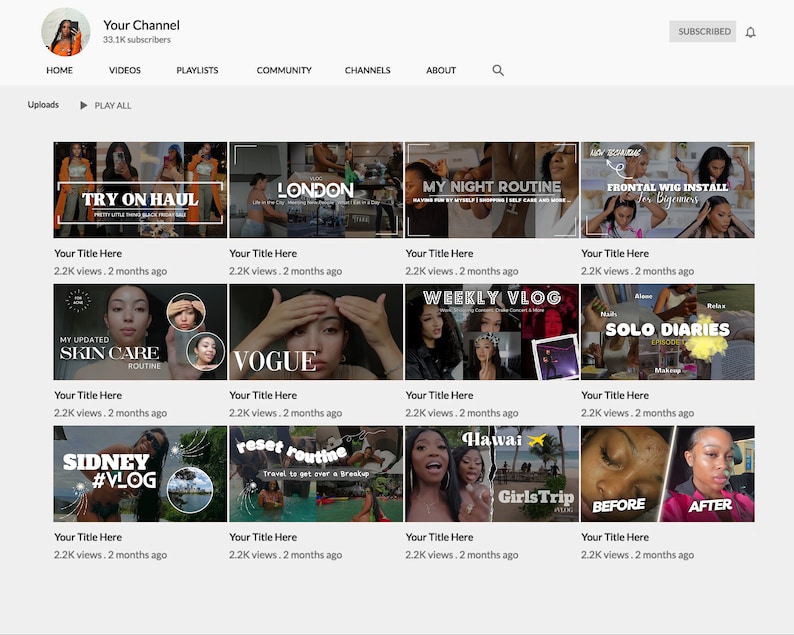 16 Youtube Thumbnails Templates Youtube Thumbnail DIY - Etsy
